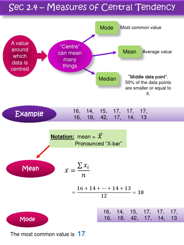 Sec 2.4 - Measures of Central Location | PDF | Mean | Mode (Statistics)