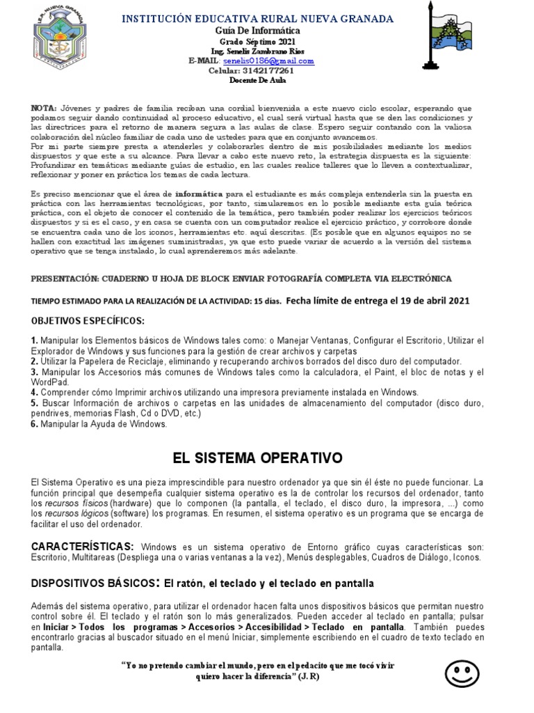 Guia Informatica Septimo 2021 | PDF | Ventana (informática) | Edad de información