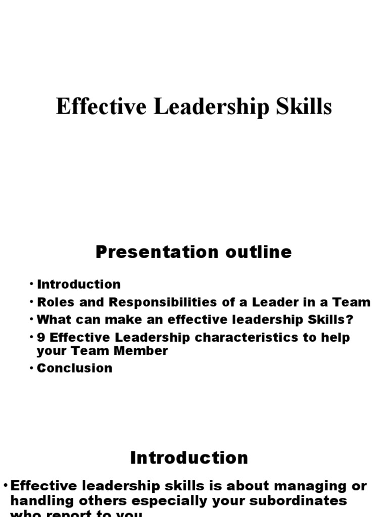Effective Leadership Skills | PDF | Leadership | Applied Psychology
