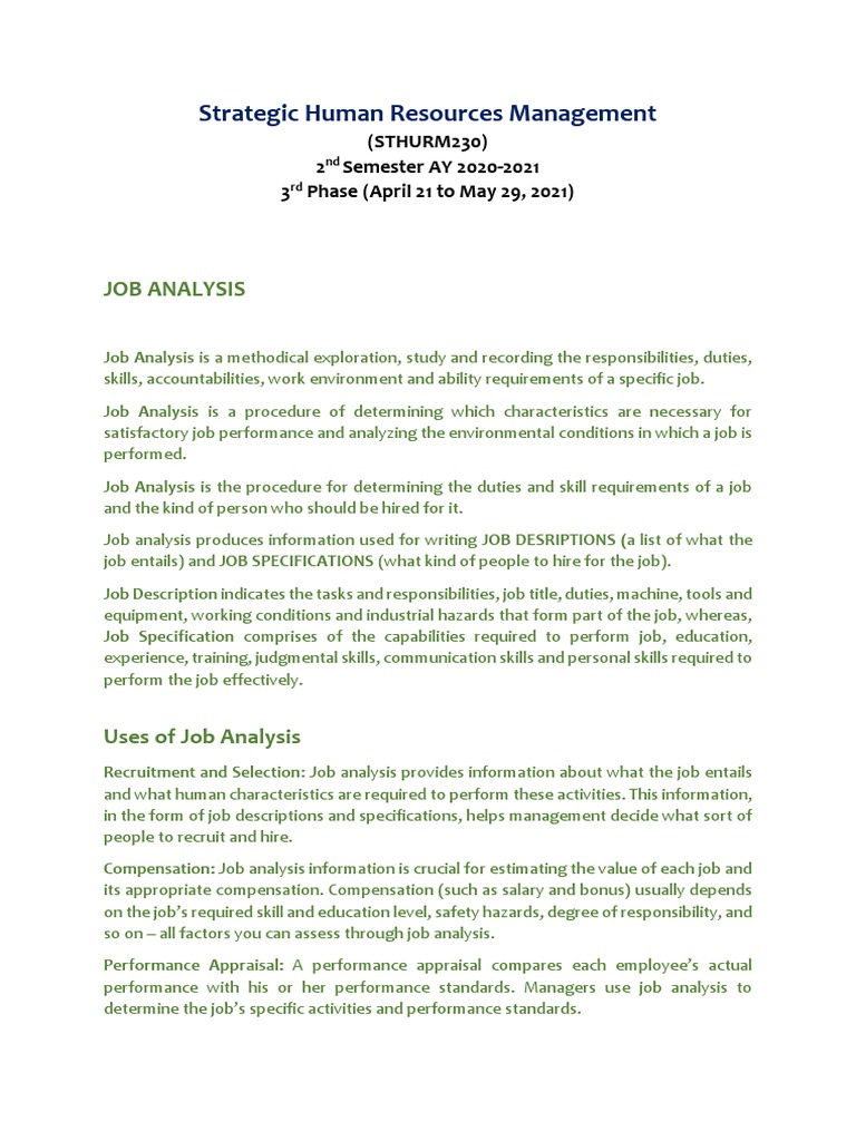 Job Analysis Description Etc | PDF | Salary | Performance Appraisal