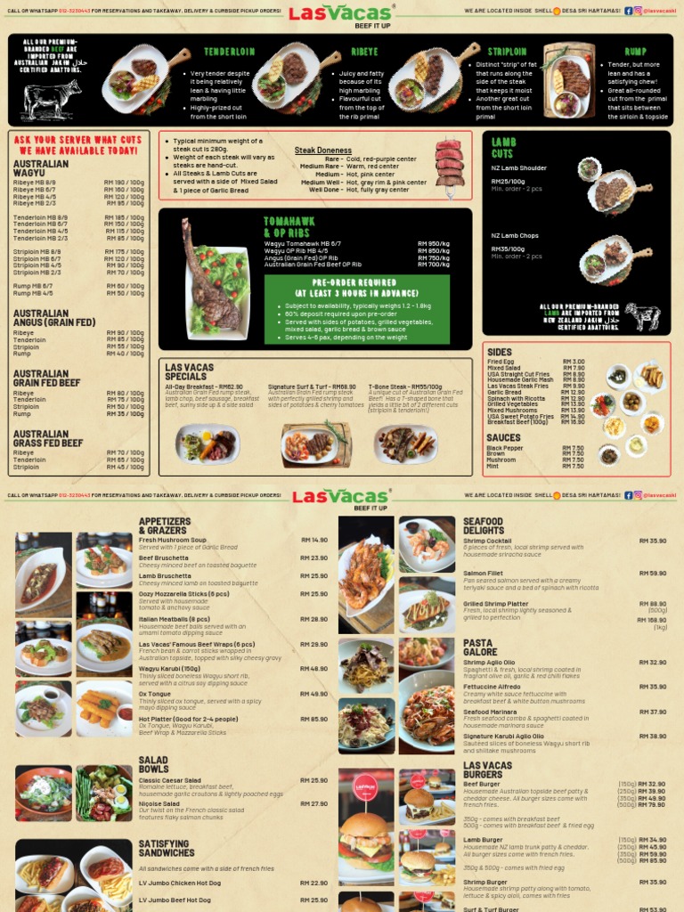 LV - Dine-In Menu (Dec 2020) | PDF | Steak | Hamburgers