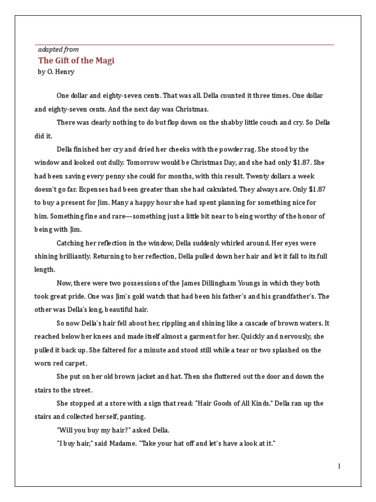 The Gift of The Magi: Adapted From | PDF