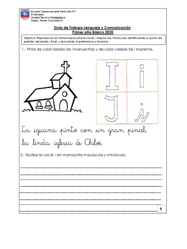 1° Básico Lenguaje Guía Letra I | PDF