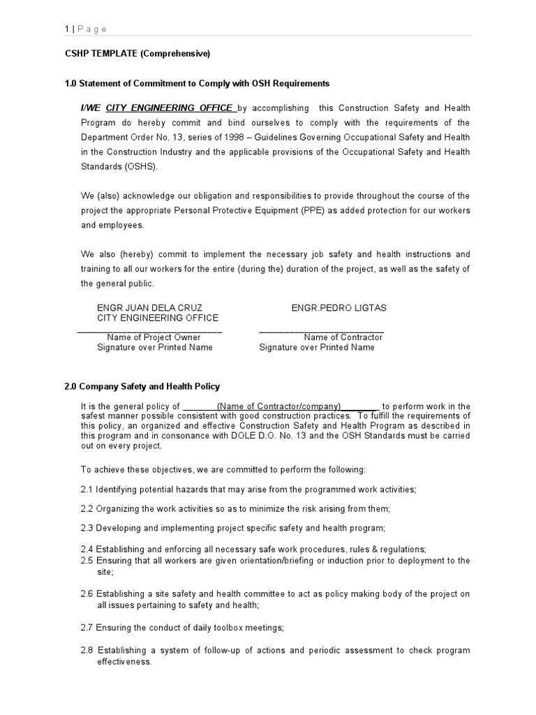 Construction Safety Commitment | PDF | Personal Protective Equipment ...