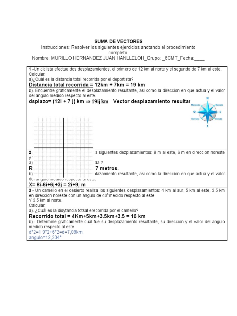 Suma de Vectores: Ejercicios Resueltos | PDF