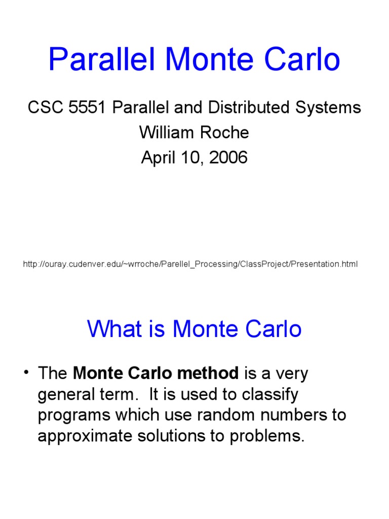 Parallel Monte Carlo Pdf Monte Carlo Method Load Balancing Computing
