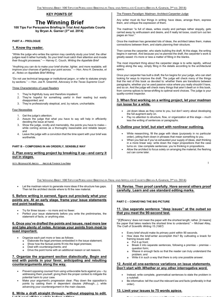 The Winning Brief - Tips 1-19 | PDF | Argument | Question