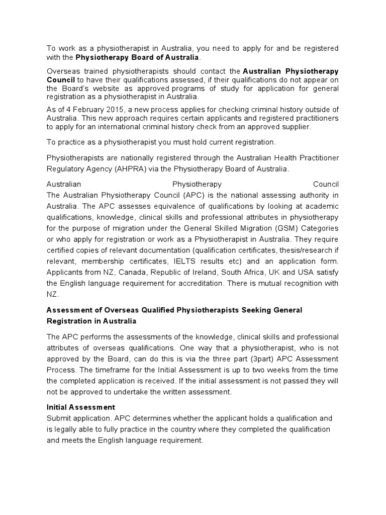 Physiotherapy Registration in Australia | PDF | Criminal Record ...