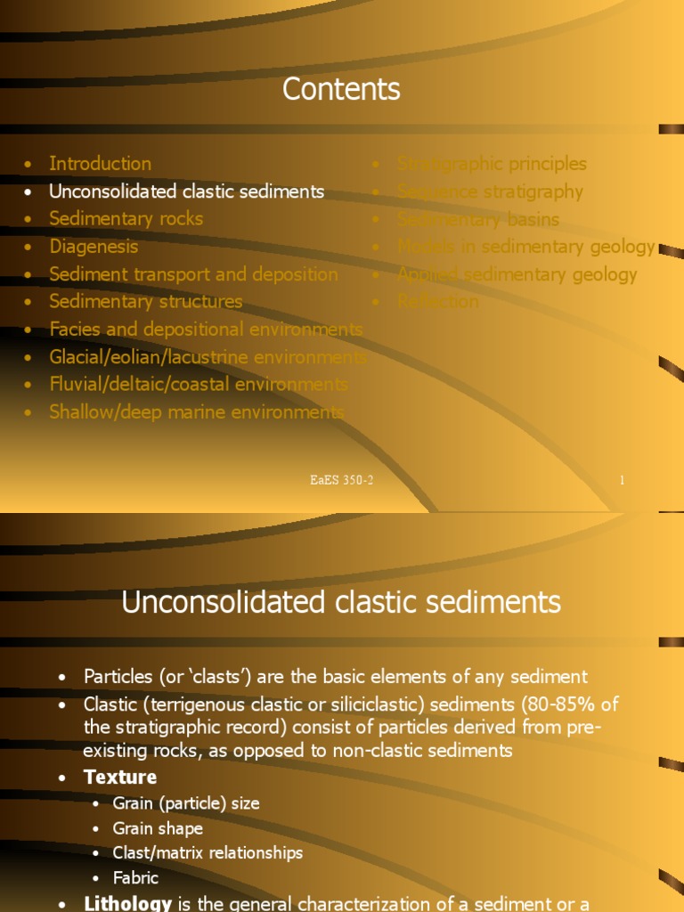 Unconsolidated Clastic Sediments Overview | PDF | Geology | Sedimentary ...