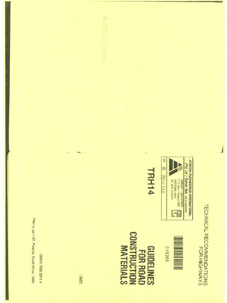 TRH14 - Guidelines For Road Construction Materials | PDF