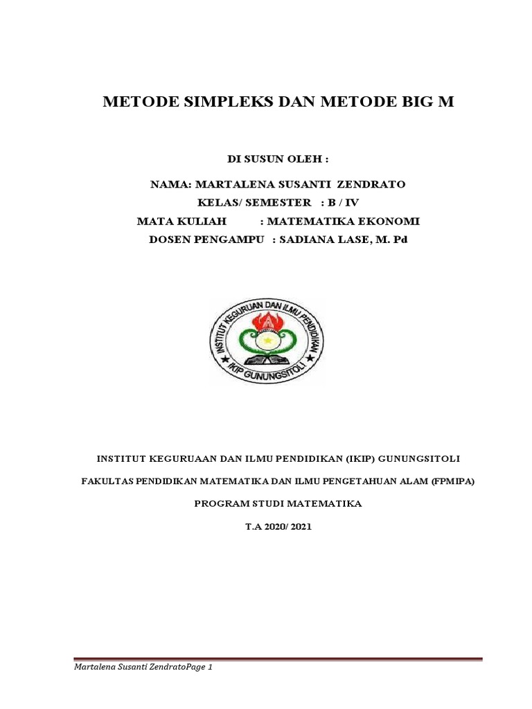 Metode Simpleks Dan Metode Big M | PDF