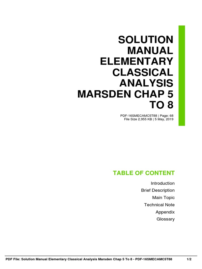 Solution Manual for Marsden Analysis Ch 5-8 | PDF | Information Science ...
