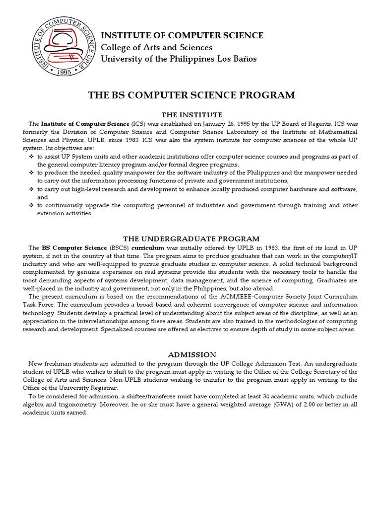UPLB BS Computer Science Curriculum | PDF | Compiler | Discrete Mathematics