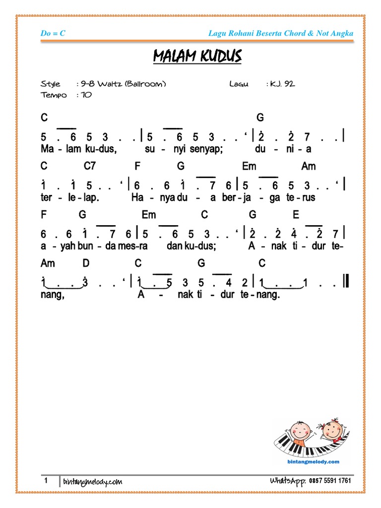 Malam Kudus: Do C Lagu Rohani Beserta Chord & Not Angka | PDF ...