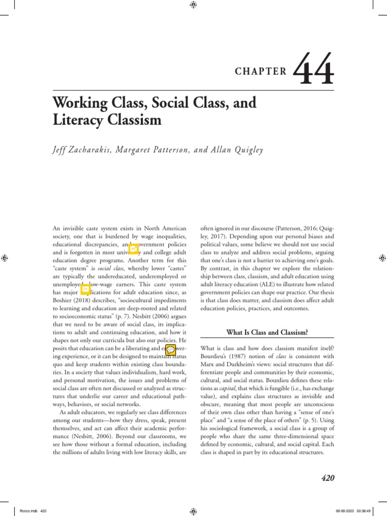 Social Class Impact on Adult Education | PDF | Literacy | Adult Education