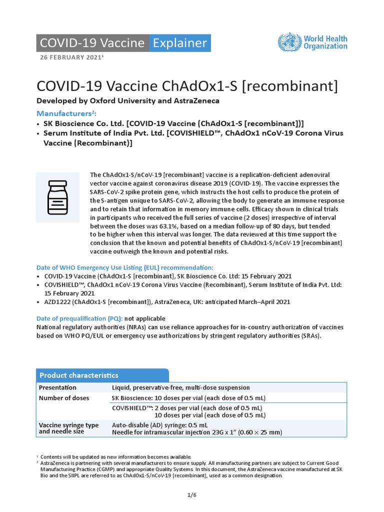 COVID-19 Vaccine AstraZeneca Explainer | PDF | Vaccines | Diseases And ...