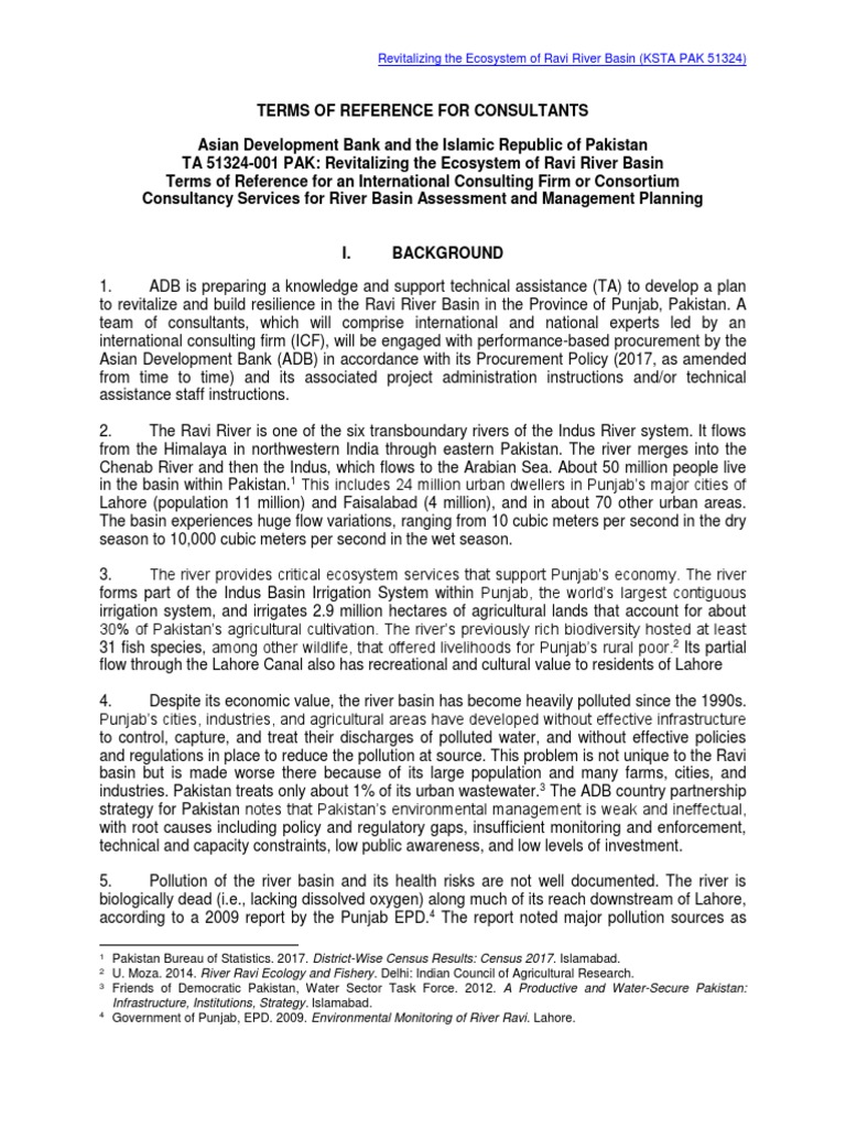 Revitalizing The Ecosystem of Ravi River Basin (KSTA PAK 51324) | PDF ...