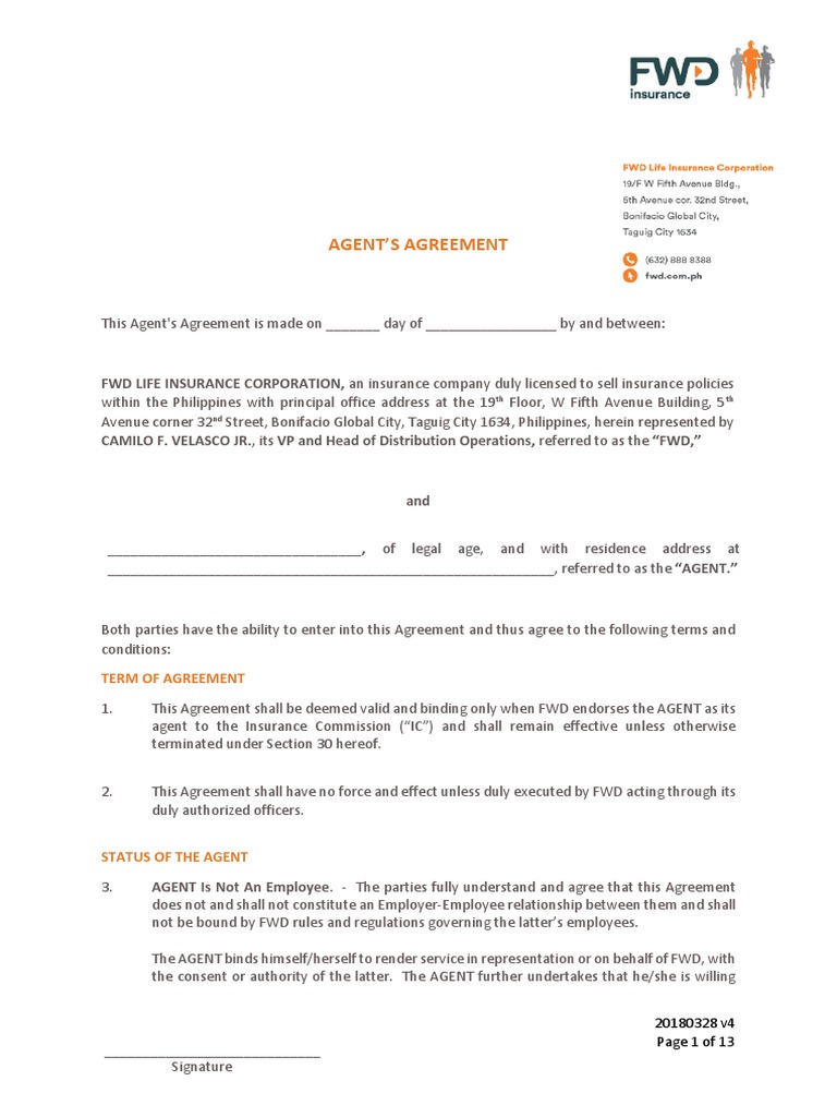 Agents Agreement - Editable v2 | PDF | Law Of Agency | Tax Refund