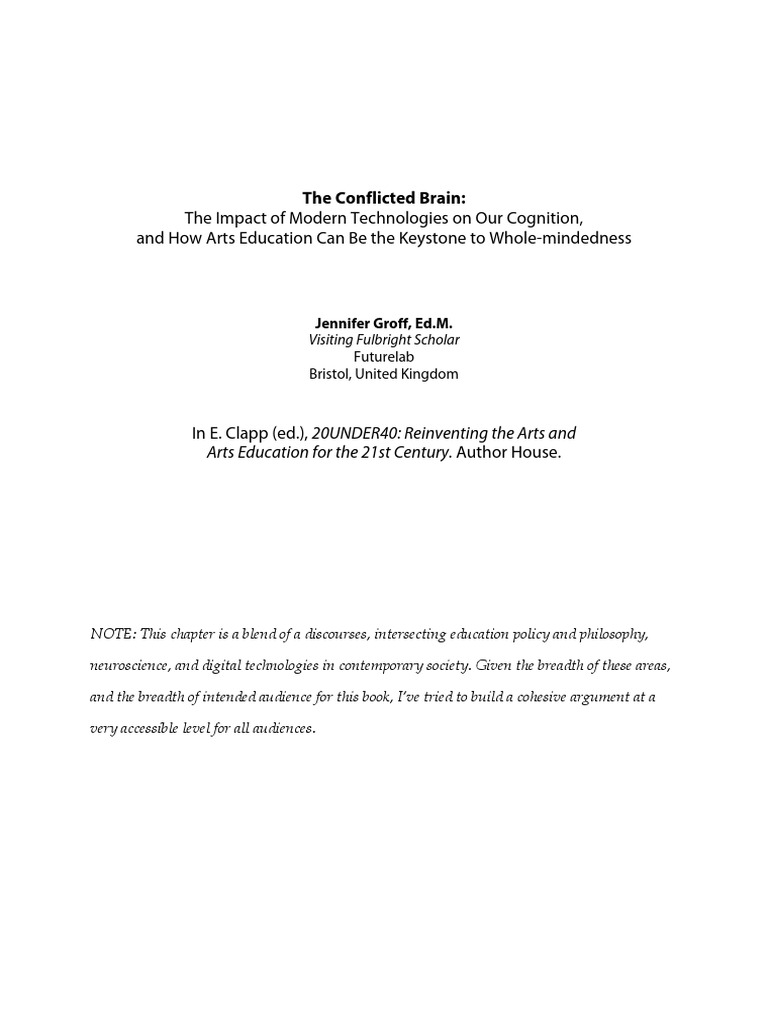 GROFF - The Conflicted Brain | PDF | Mental Image | Cognitive Psychology