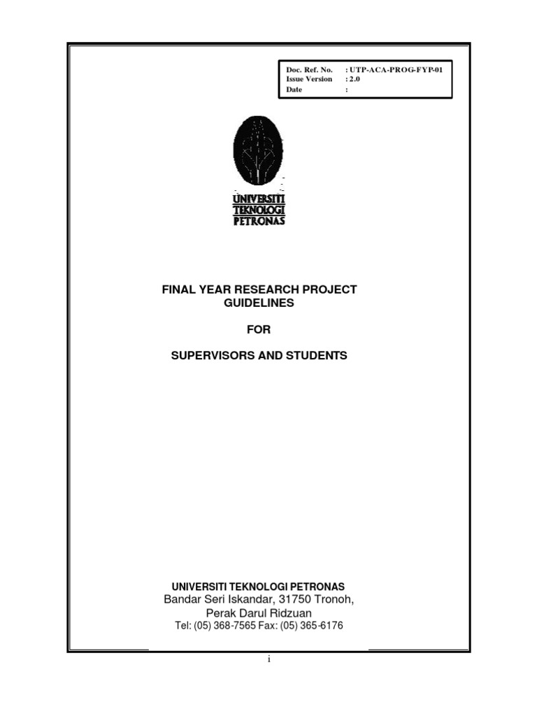 Final Year Research Project Guidelines FOR Supervisors and Students ...