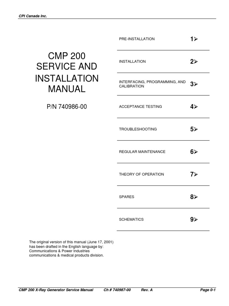 CMP 200 Service and Installation Manual: CPI Canada Inc | Download Free ...