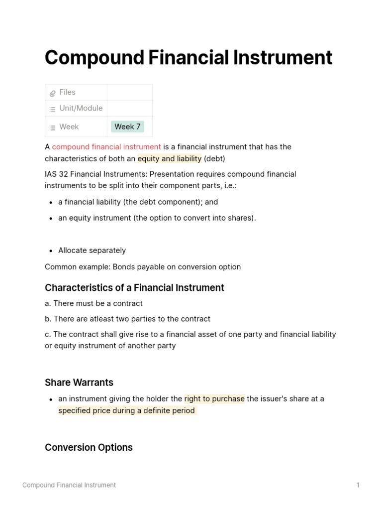 Compound Financial Instrument | Download Free PDF | Bonds (Finance ...