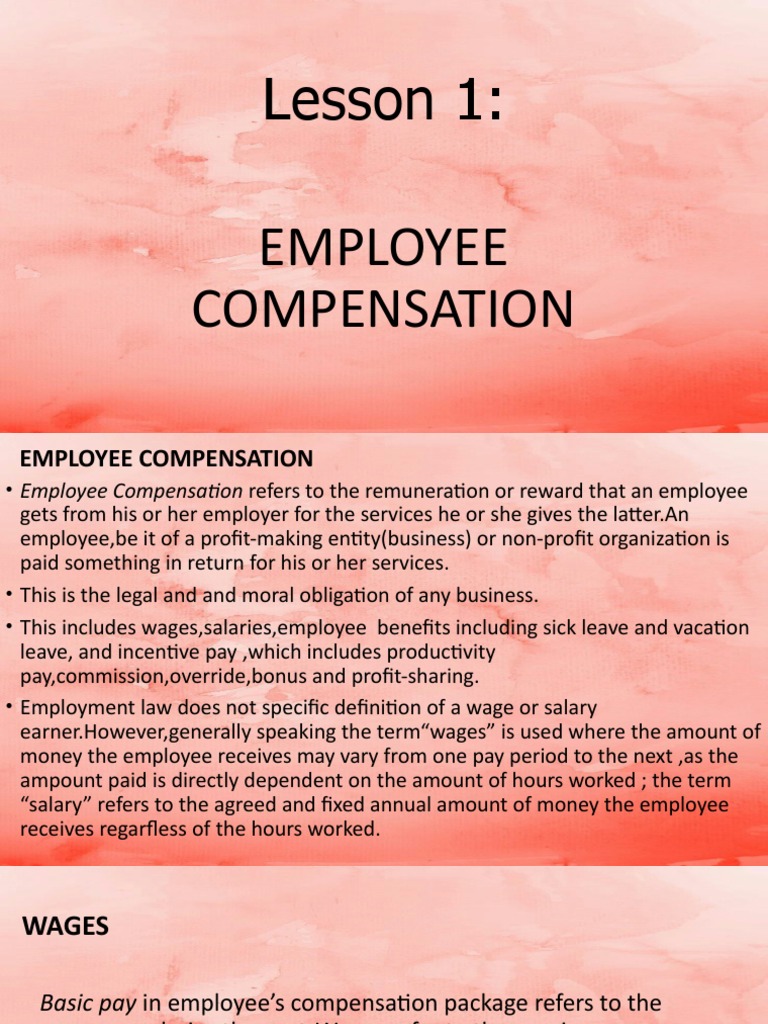 Lesson 1: Employee Compensation | PDF | Piece Work | Payroll