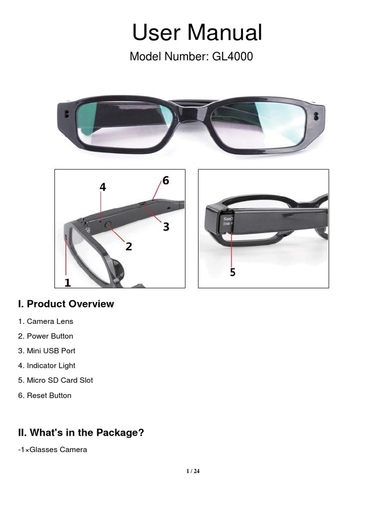 GL4000 Spy Glasses Camera User Manual Multiple Languages 201909 | PDF ...