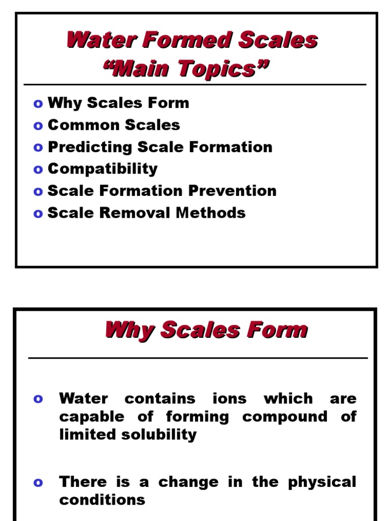 Water Formed Scales "Main Topics" | PDF | Solubility | Sodium Hydroxide