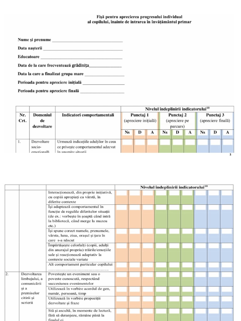 Fisa Progres 2019 | PDF