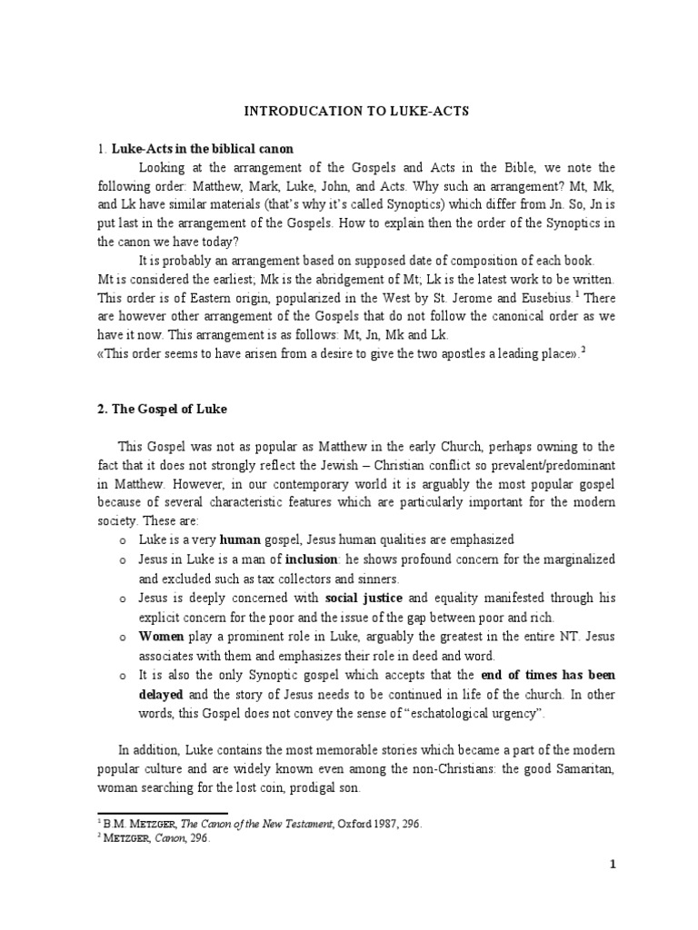 Acts-Luke Notes A | PDF | Gospel Of Luke | Acts Of The Apostles