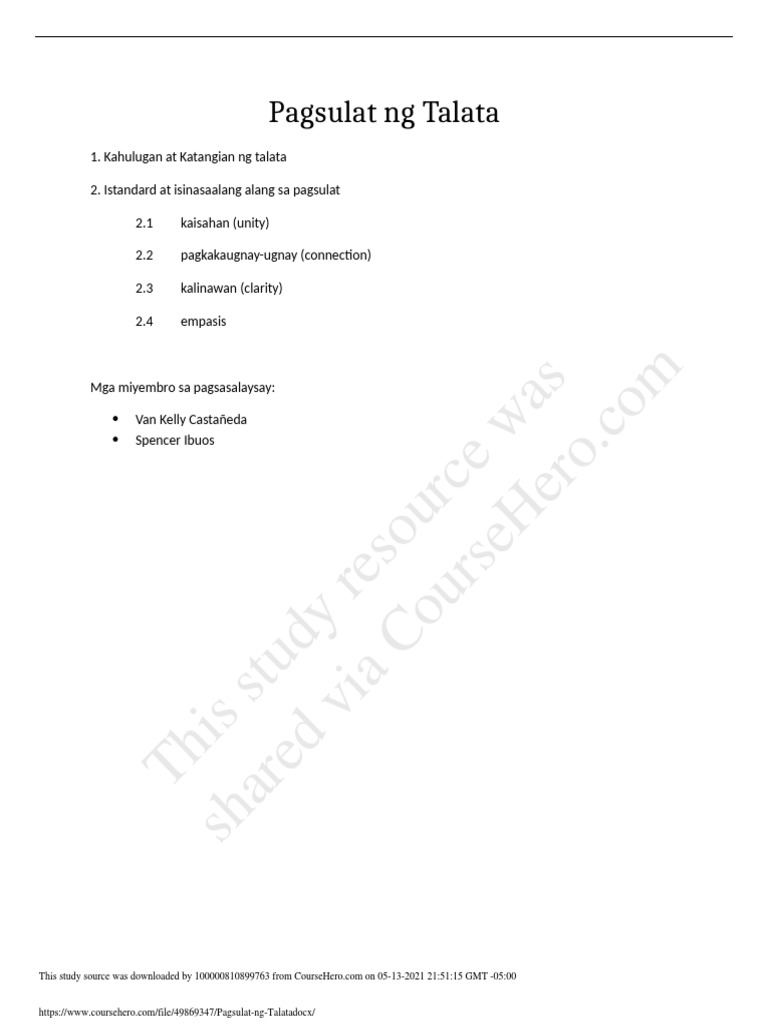 Pagsulat NG Talata | PDF