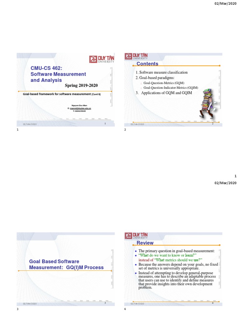 CMU-CS 462: Software Measurement and Analysis: Spring 2019-2020 | PDF | Software Bug | Goal