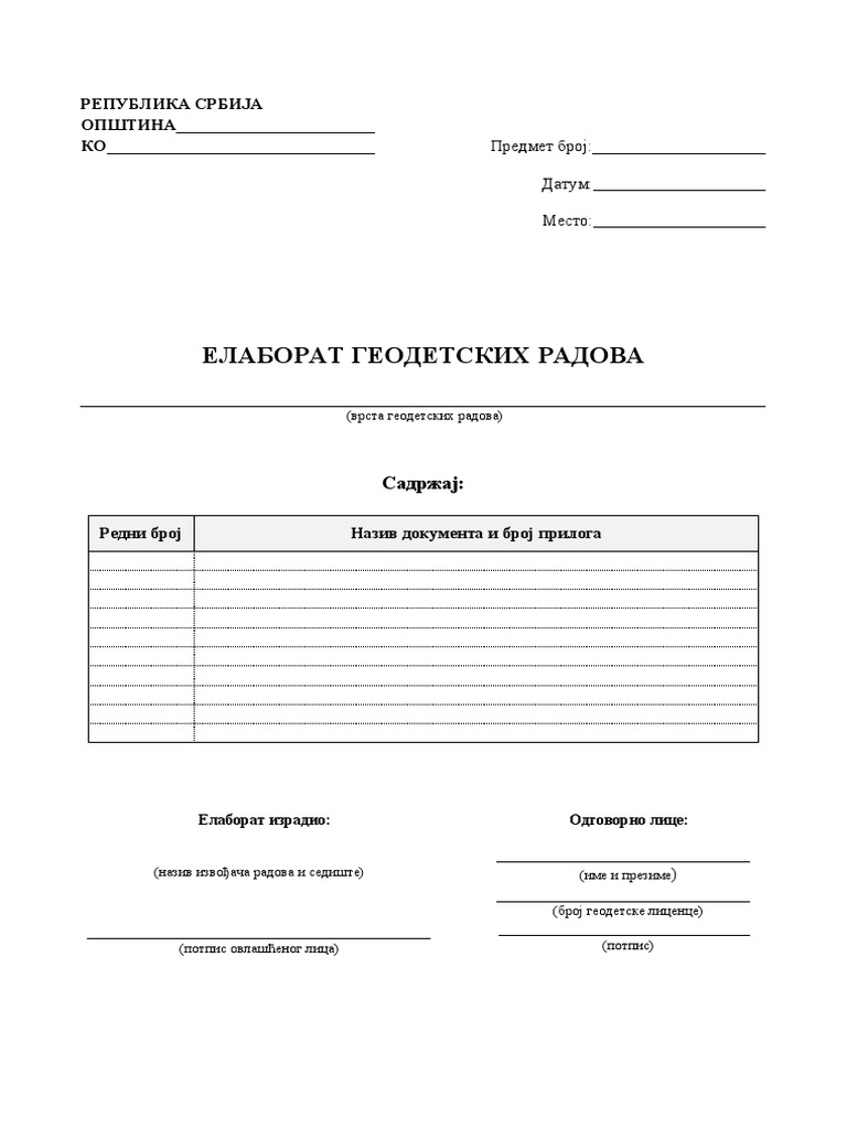 PRILOG 15 - Elaborat Geodetskih Radova | PDF