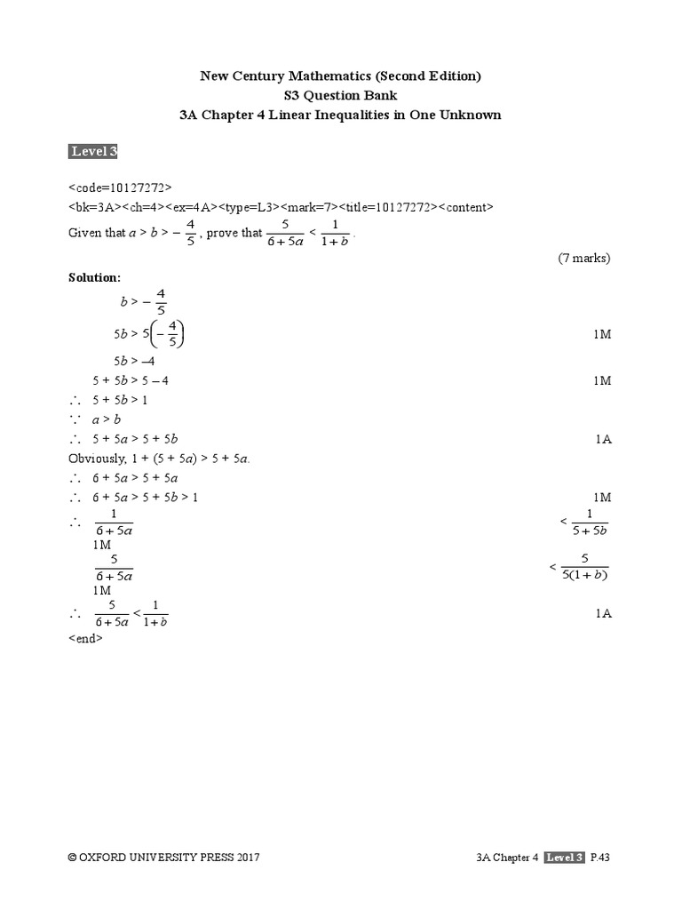 Level 3: New Century Mathematics (Second Edition) S3 Question Bank 3A ...