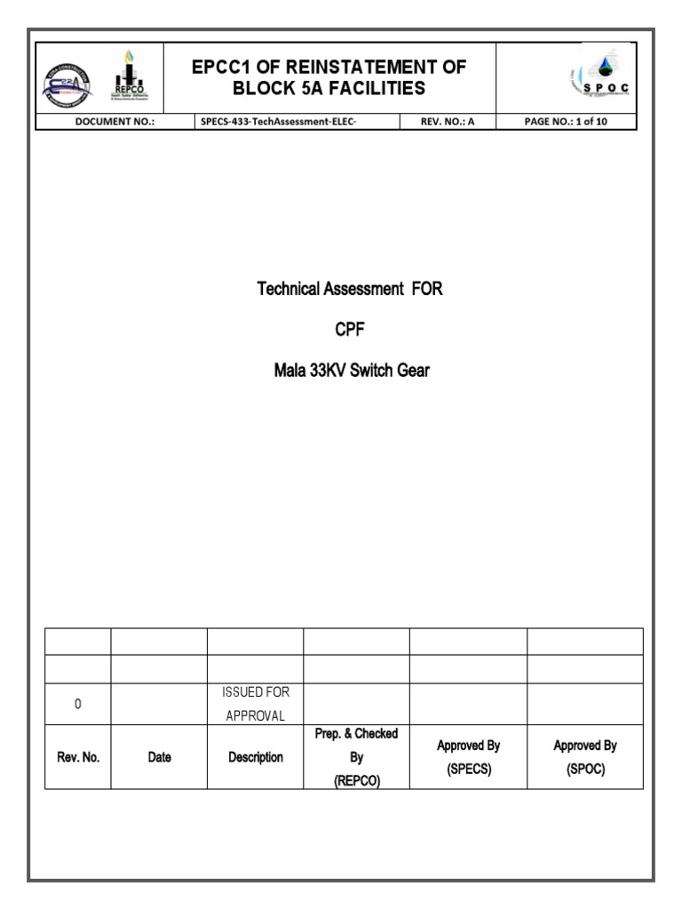 Technical Assesement For Mala 33KV Switch Gear | PDF | Power Supply ...