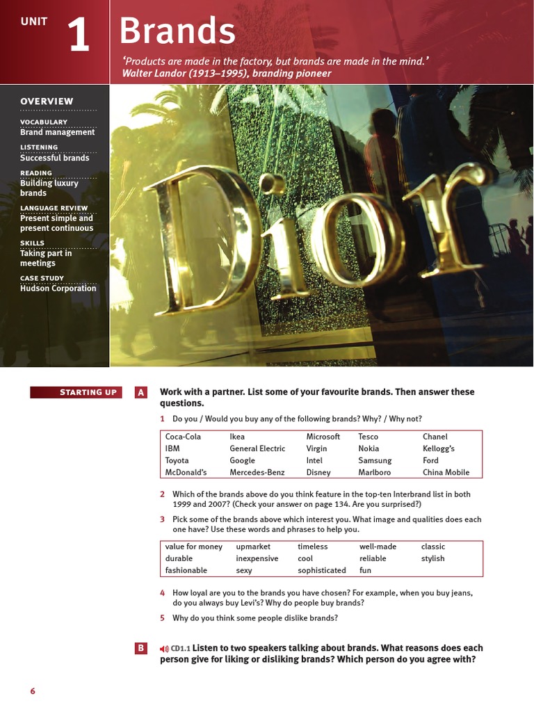 Market Leader Intermediate Unit 1 | Download Free PDF | Brand | Marketing