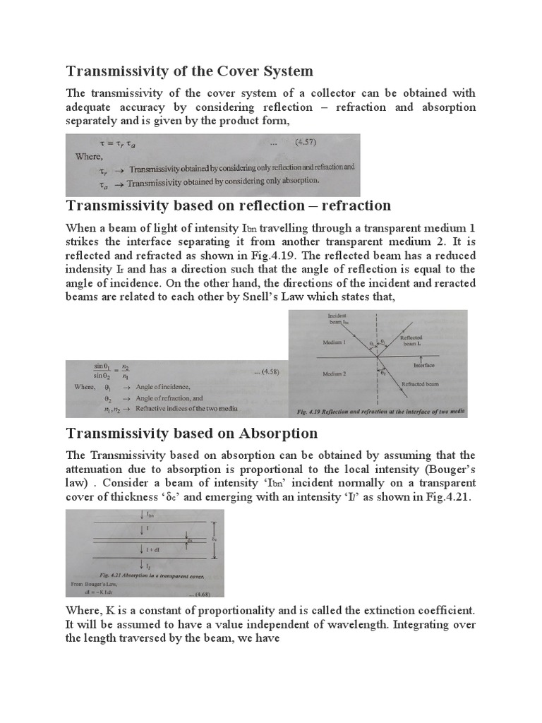 Transmissivity of The Cover System: Transmissivity Based On Reflection ...