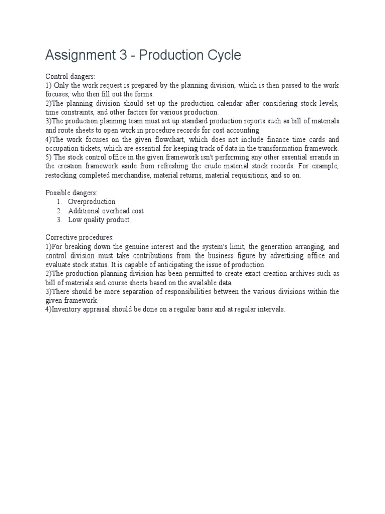 Assignment 3 - Production Cycle | PDF