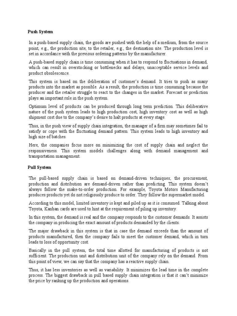 BPS-Push and Pull Strategies | PDF | Supply Chain | Inventory