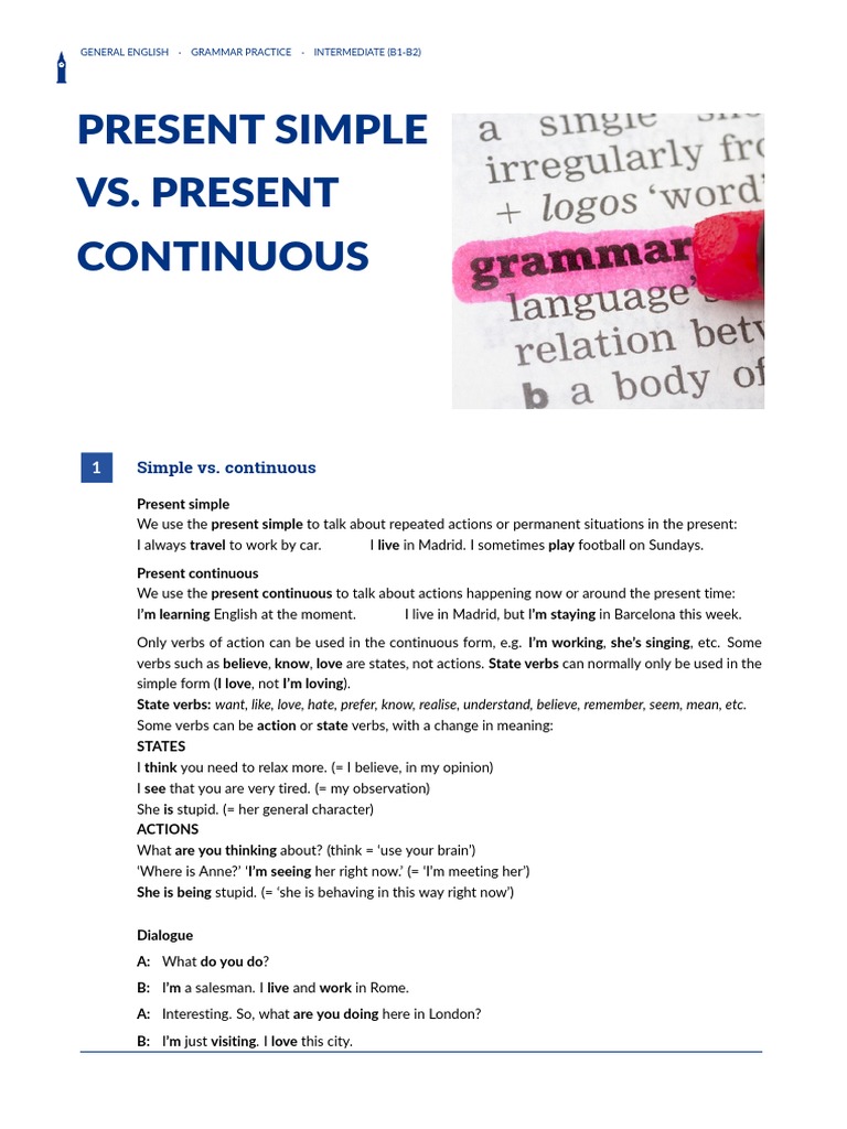 Presente Simple Vs Presente Progresivo | PDF