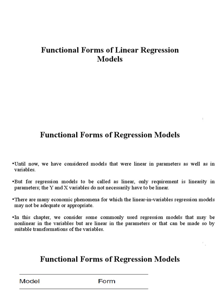 Lecture 3 - Functional Forms of Linear Regression Models - Double Log Model | PDF | Regression ...