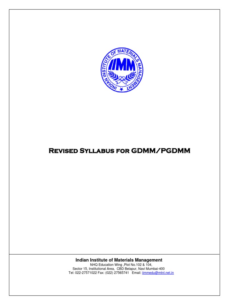 Revised Syllabus For GDMM/PGDMM: Indian Institute of Materials ...