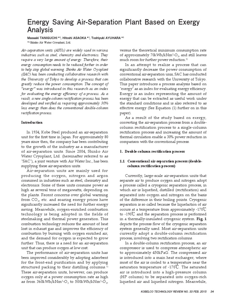 ASU - Double Column Process | Download Free PDF | Heat Exchanger | Exergy