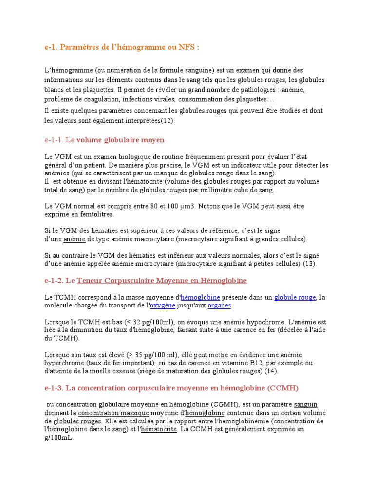 Mise à jour 65+ imagen numération formule sanguine valeurs normales ...