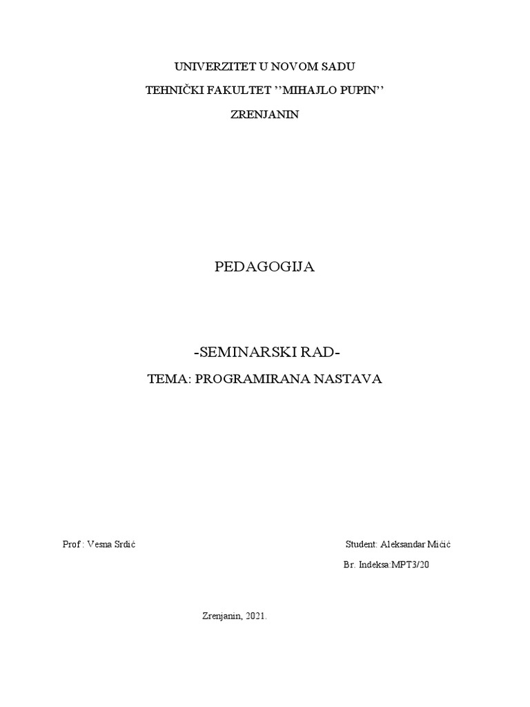 Pedagogija-Programirana Nastava | PDF