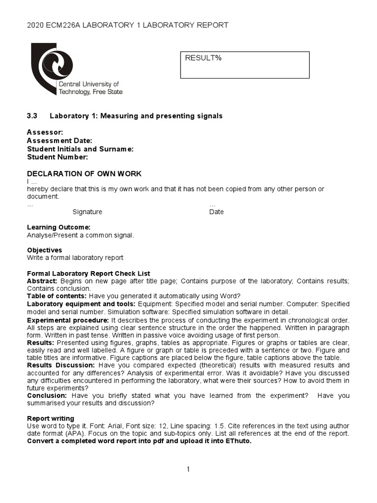 2020 ECM226A Lab 1-Laboratory Report-Template | PDF | Experiment ...