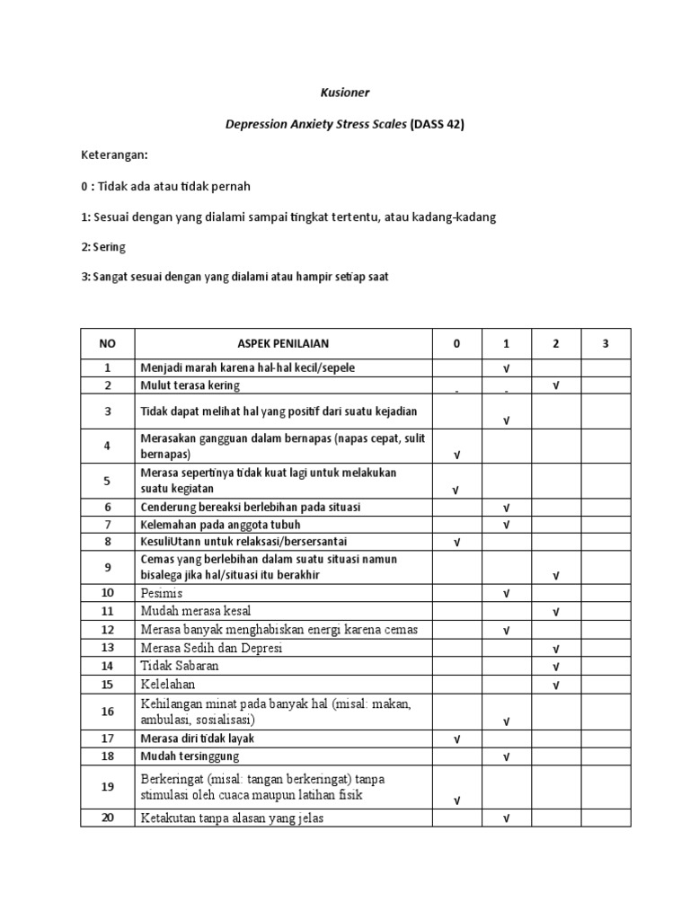 Depression Anxiety Stress Scales (DASS 42) - NURUL RIAMI | PDF