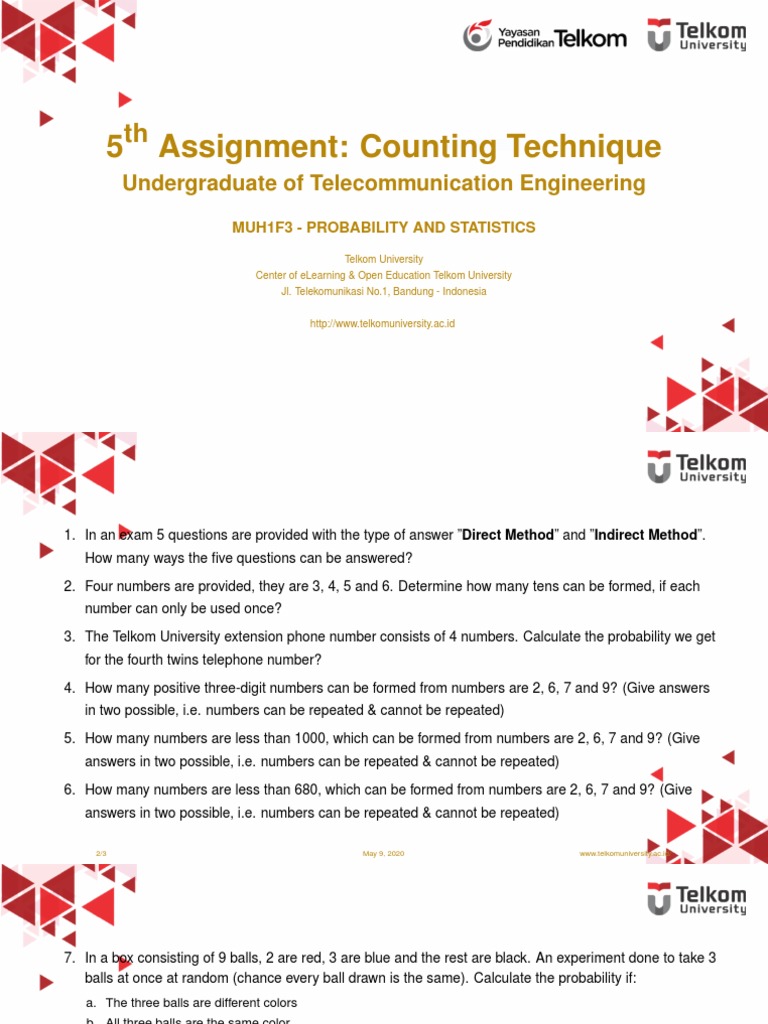 5 Assignment: Counting Technique: Undergraduate of Telecommunication ...