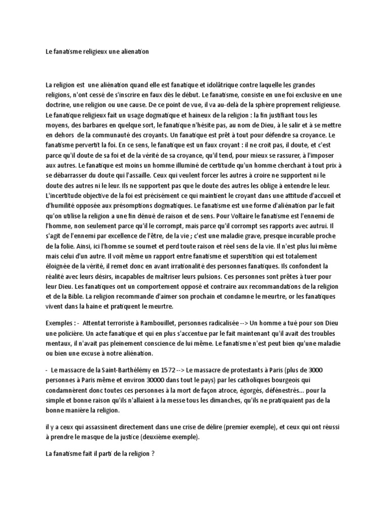 Le fanatisme religieux : causes et effets | PDF | Dogme | Aliénation ...